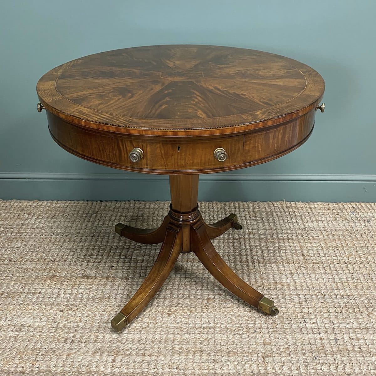 Unusual Victorian Burr Walnut Antique Drum Table - Antiques World